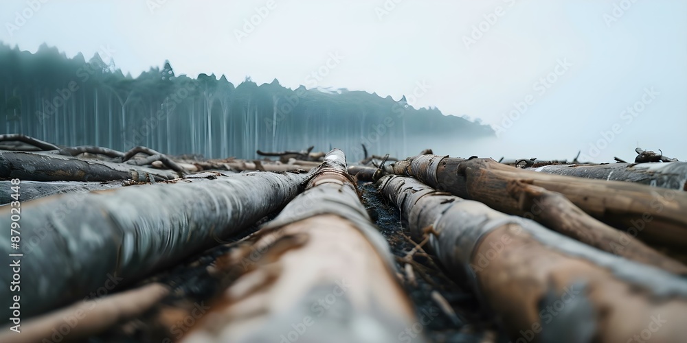 Illegal deforestation in Amazon rainforest showing trees cut down under ...