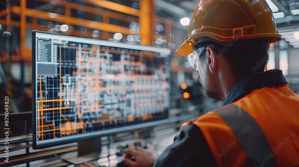 Over-the-shoulder view of a civil engineer using BIM software to refine ...