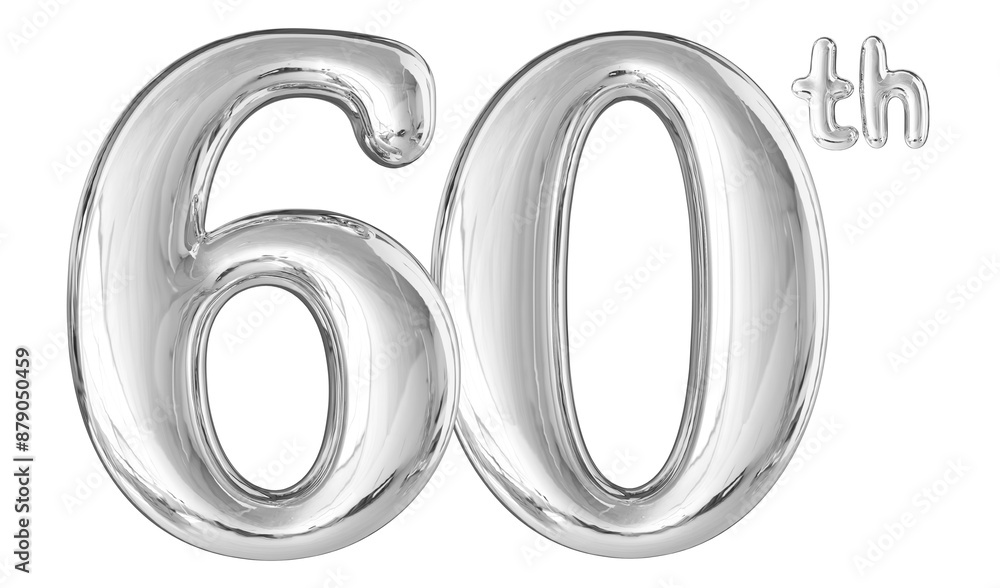 60th Anniversary Silver Number 3D Stock Illustration | Adobe Stock