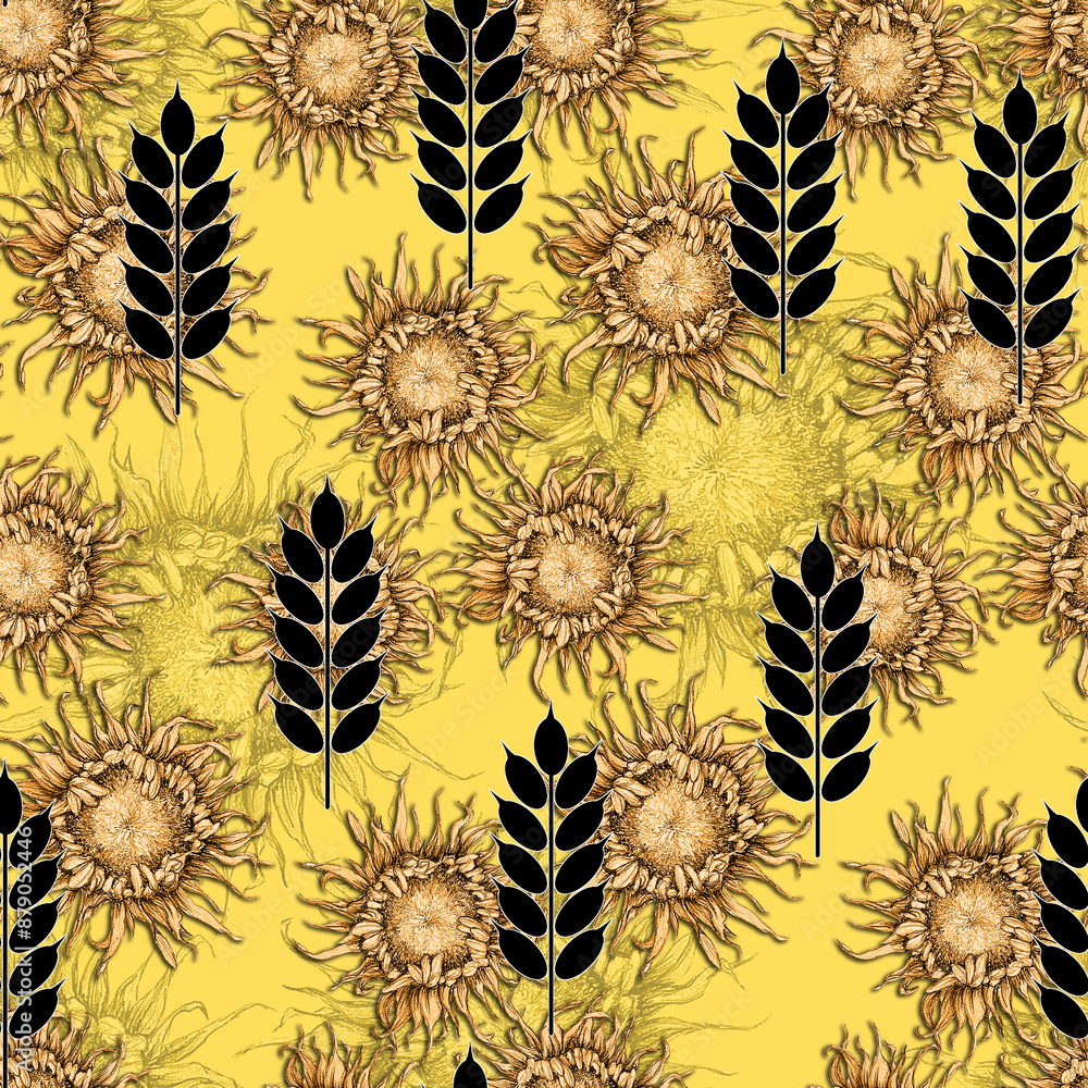 artistic flower, vector flowers, seamless pattern, wild, pretty, over ...