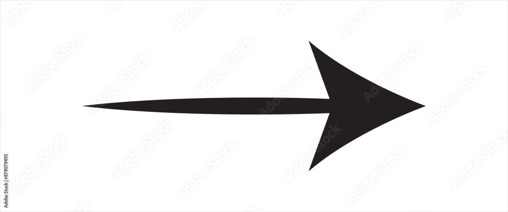 Thin black arrow pointing right. Long, straight-line arrow icon in ...