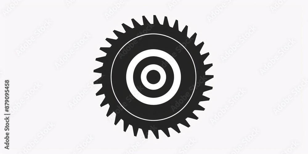 Circular saw blade symbol on blank background. Basic dark form drawing ...