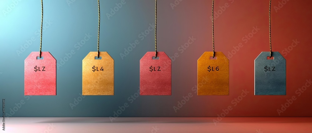 Dynamic price tags flat design front view theme retail 3D render Split ...