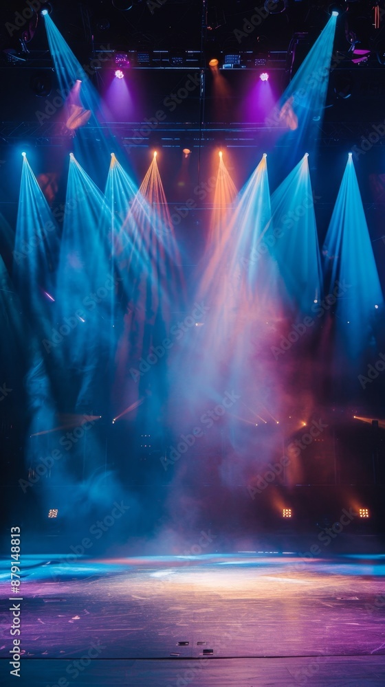 Abstract Theater Stage Background with Spotlights Illuminating the ...