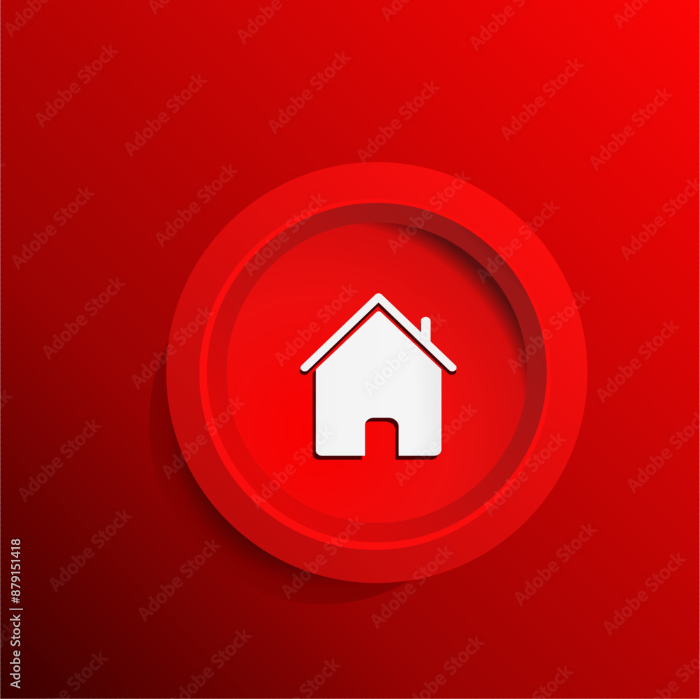 3d minimal modern home, homepage, base, main page, house push button ...