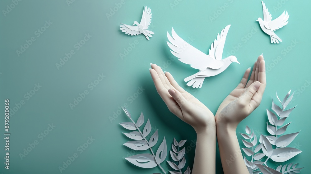 2D paper crafts art depicting hands releasing doves for International ...