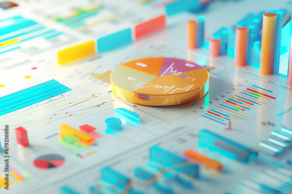 Business analytics report with online marketing data, 3D Animation ...