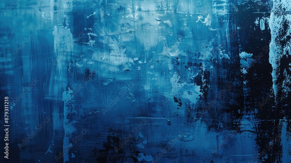 Digital glitch effect on damaged blue screen with dust scratches and ...