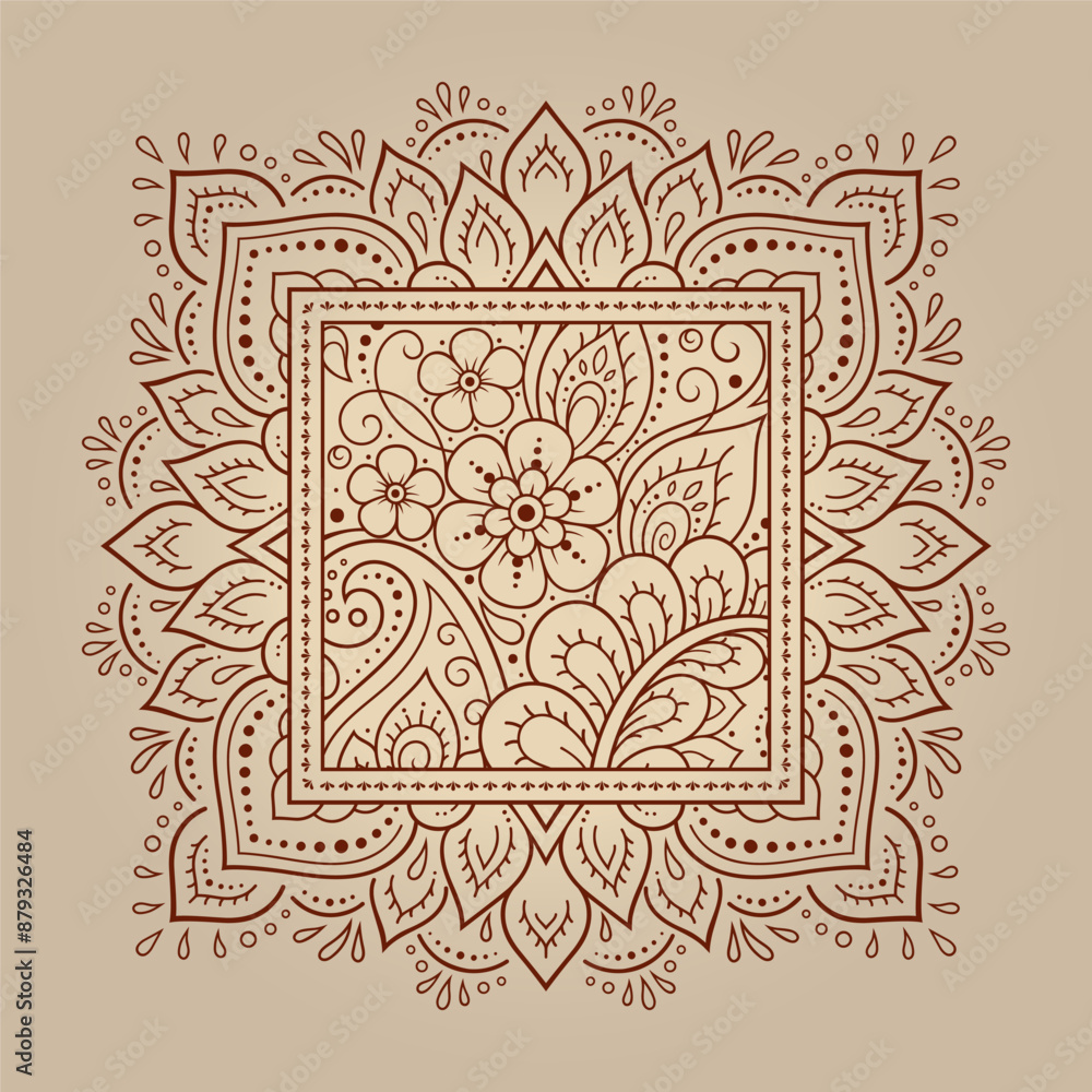 Stylized with henna tattoos decorative pattern for decorating covers ...