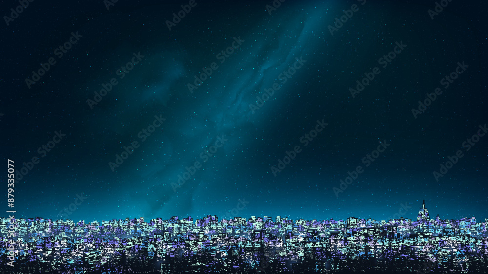Cityscape, city buildings at night. City skyline at nighttime. Night ...