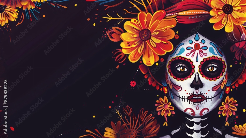 Dia de los muertos, Day of the Dead, yellow, and orange sugar skull ...