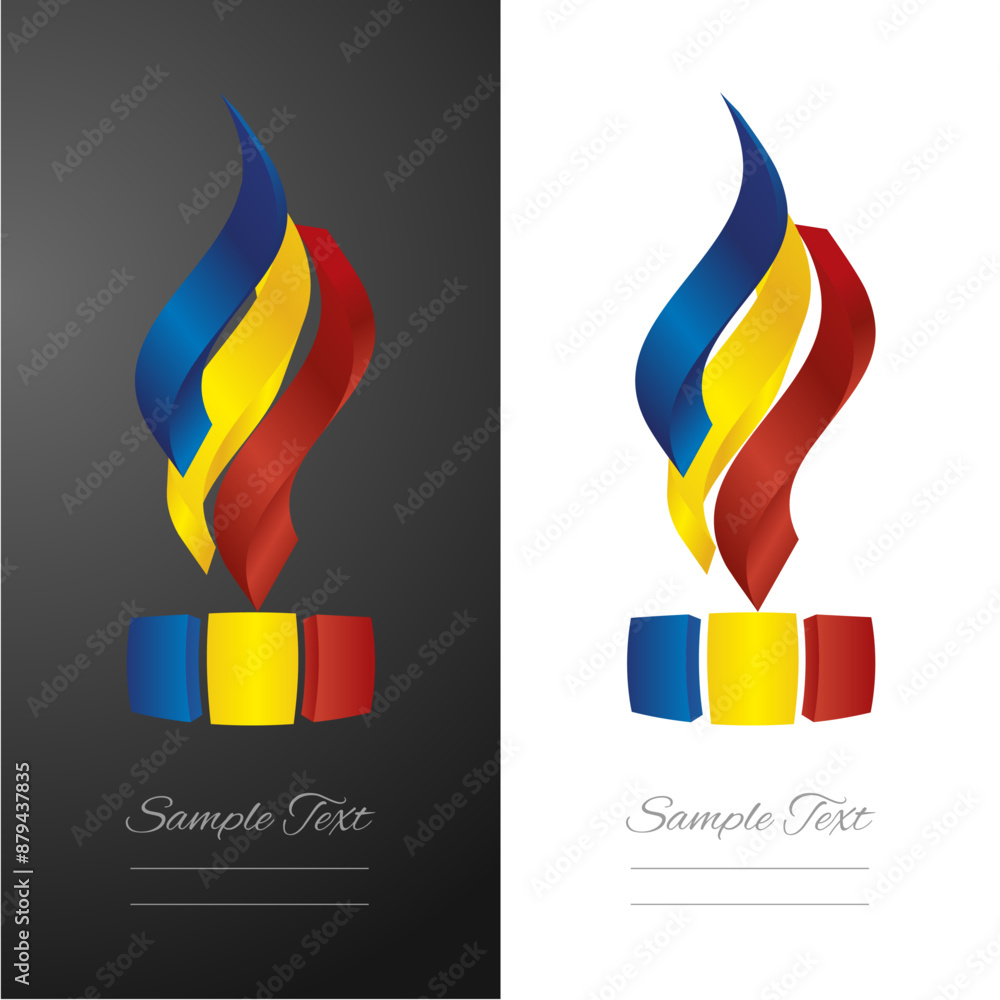 Romanian abstract 3D wavy flag ribbon for fashion and industry labels ...