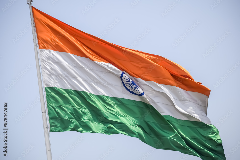 Stock-Foto „India flag flying high at Connaught Place with pride in ...