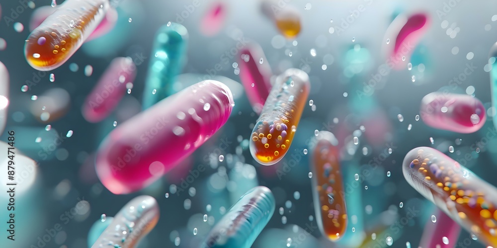 Animated 3D visualization of different types of probiotic bacteria in ...