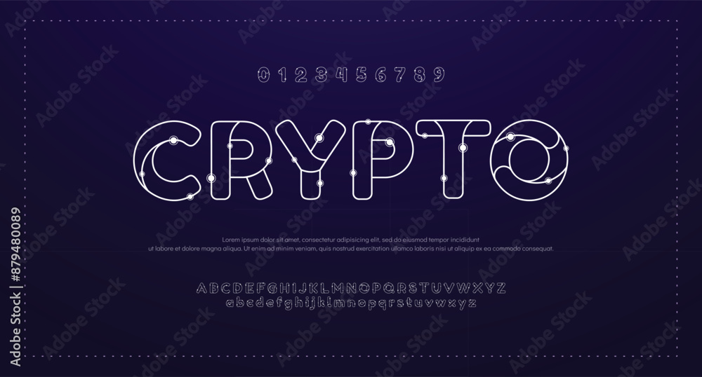 Creative Outline Double line monogram alphabet and tech fonts. Lines ...