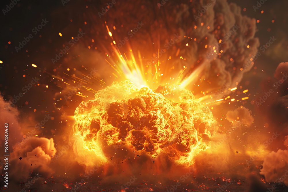 Generative ai on theme of scary nuclear explosion in outdoor, mushroom ...