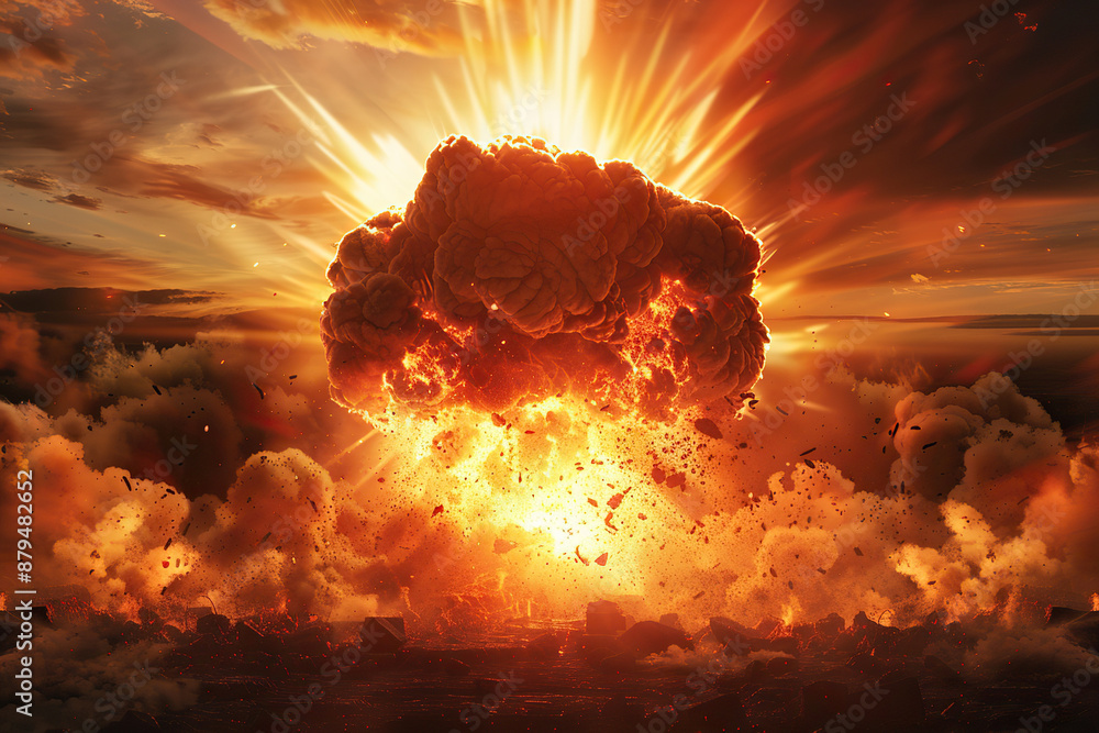 Generative ai on theme of scary nuclear explosion in outdoor, mushroom ...