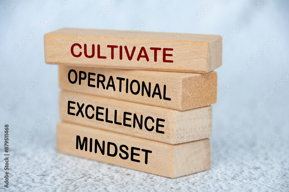 Cultivate operational excellence mindset text on wooden blocks ...