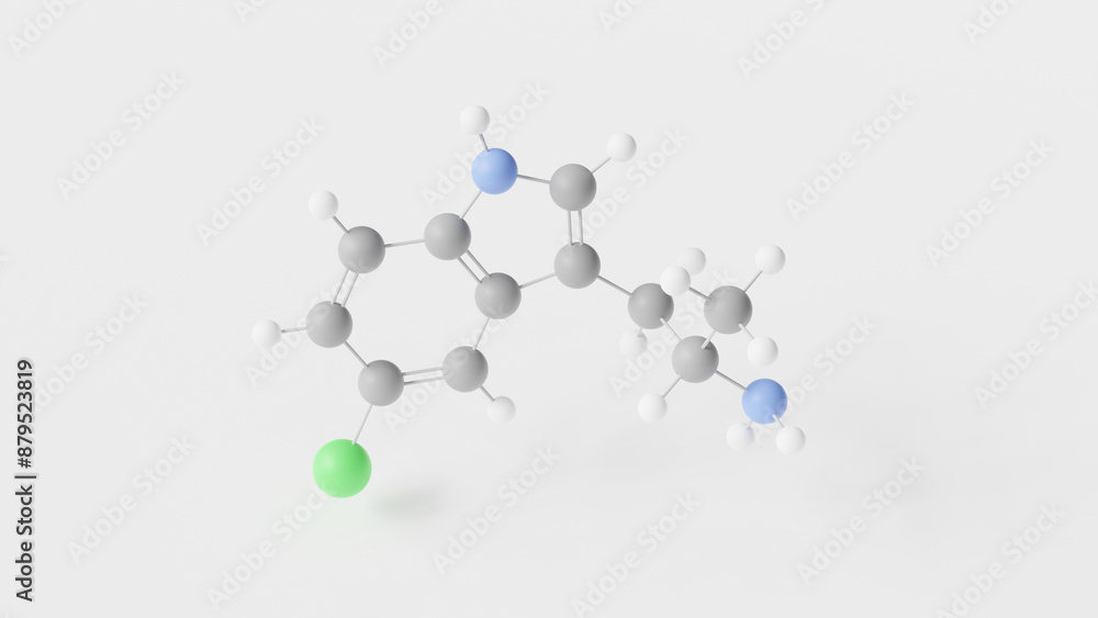 5-chloro-amt molecule 3d, molecular structure, ball and stick model ... 5-chloro-amt molecule 3d, molecular structure, ball and stick model ...