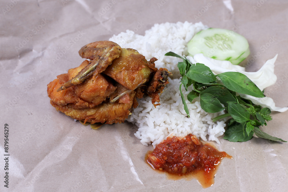 Pecel ayam or ayam penyet is a traditional Javanese food from Indonesia ...
