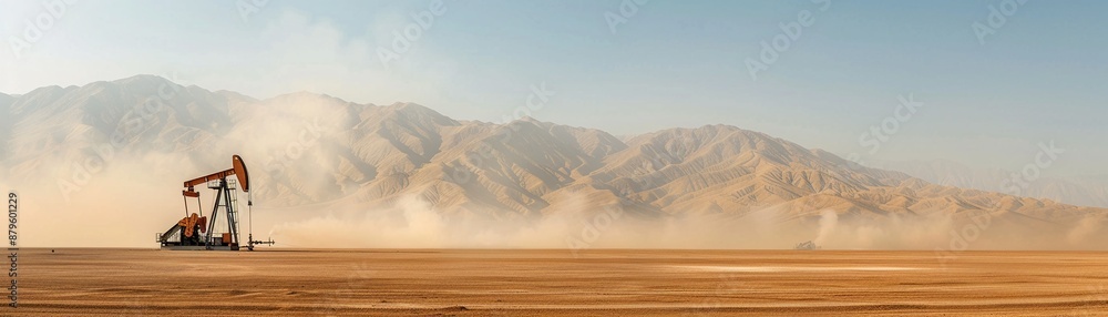 Desert Oil Field, A vast desert with oil rigs, representing the ...