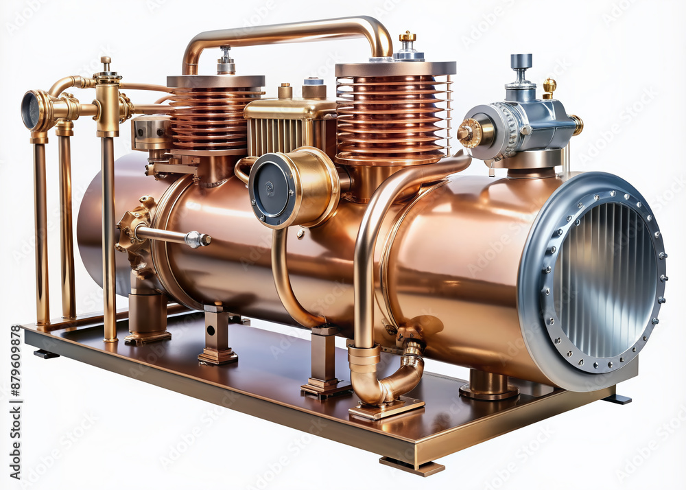 Highly detailed air compressor with copper pipes and metal body ...