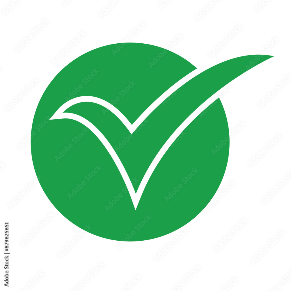 Green check mark icon on white background, green right tick mark icon ...