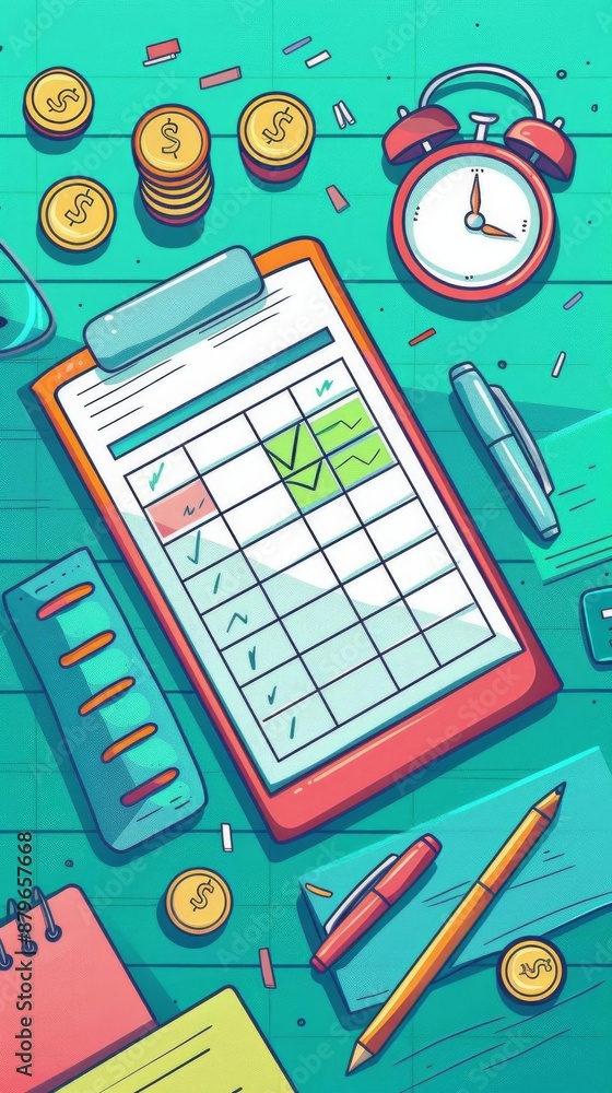 Investments stock portfolio flat design top view finance theme cartoon ...