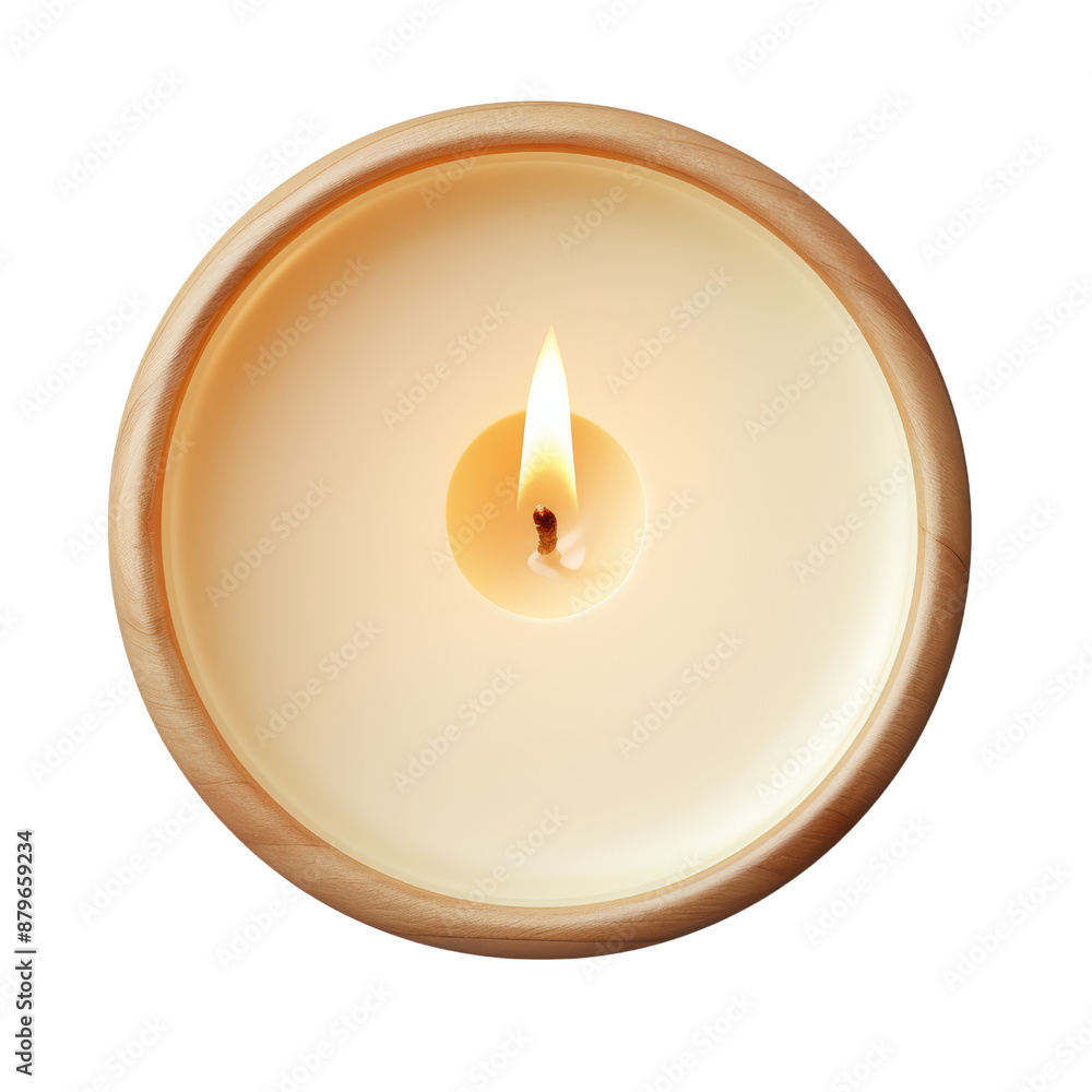 burning candle top view isolated on transparent background cutout Stock ...