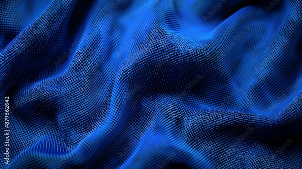 An image highlighting blue mesh fabric with a focus on the light and ...