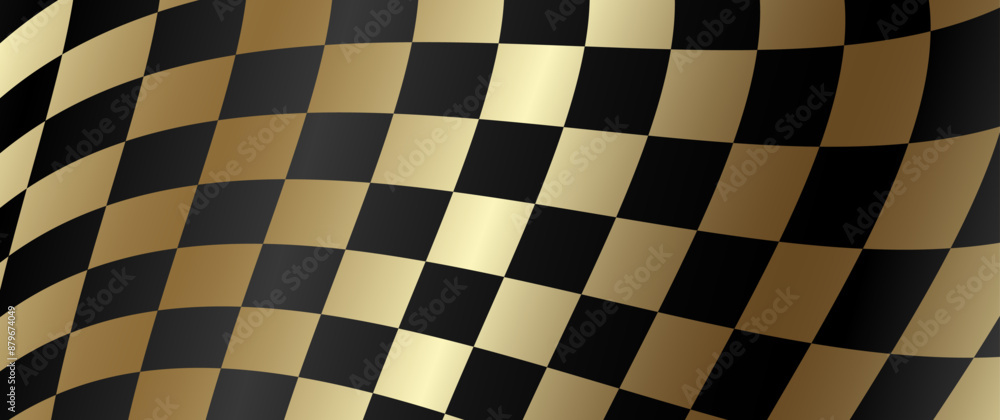 Checkered racing finish line flag. Black and gold checkered background ...