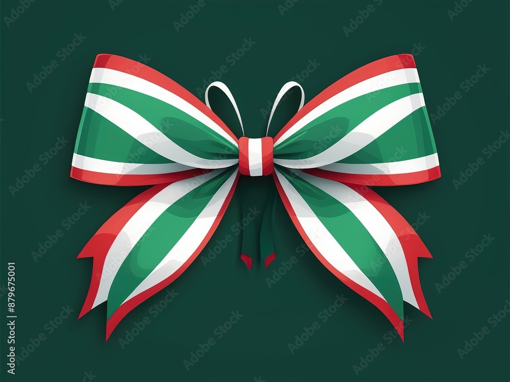 Moño de listón con los colores de la bandera mexicana: verde, blanco y ...