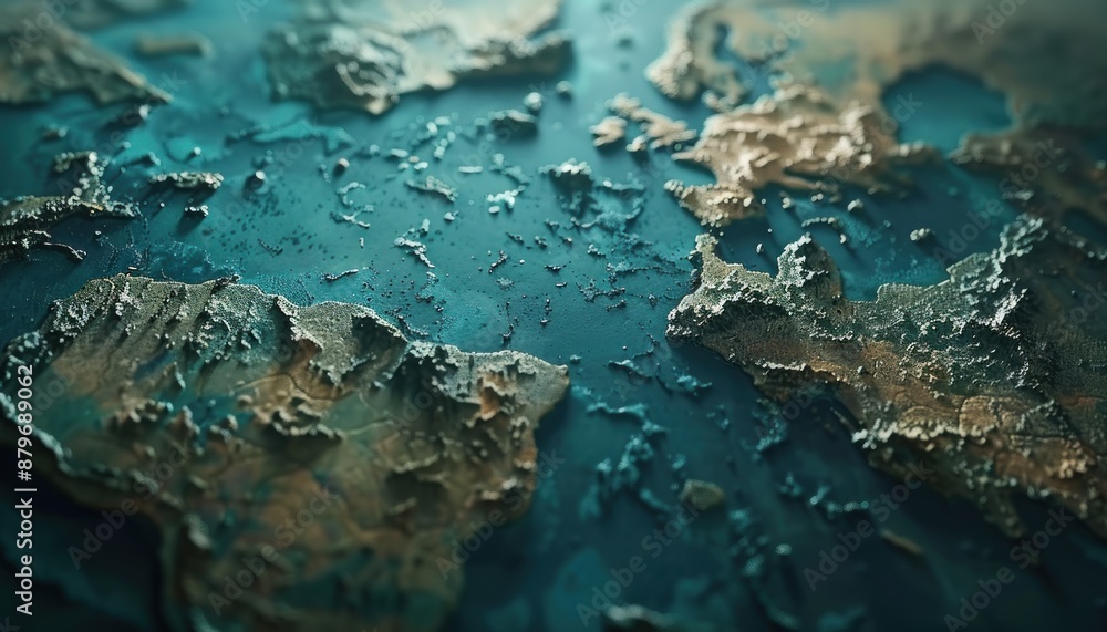 3D surface of earth planet. Map of the planet. World map with ...