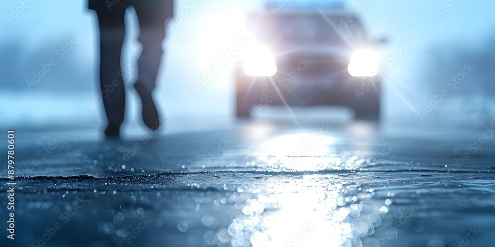 Police Lights at Crime Scene A Blurry Image. Concept Crime Scene ...