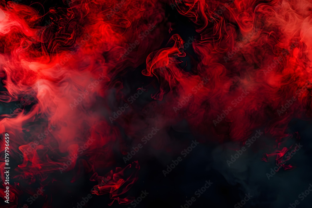grunge dark horror black background with bright red mist smoke ...