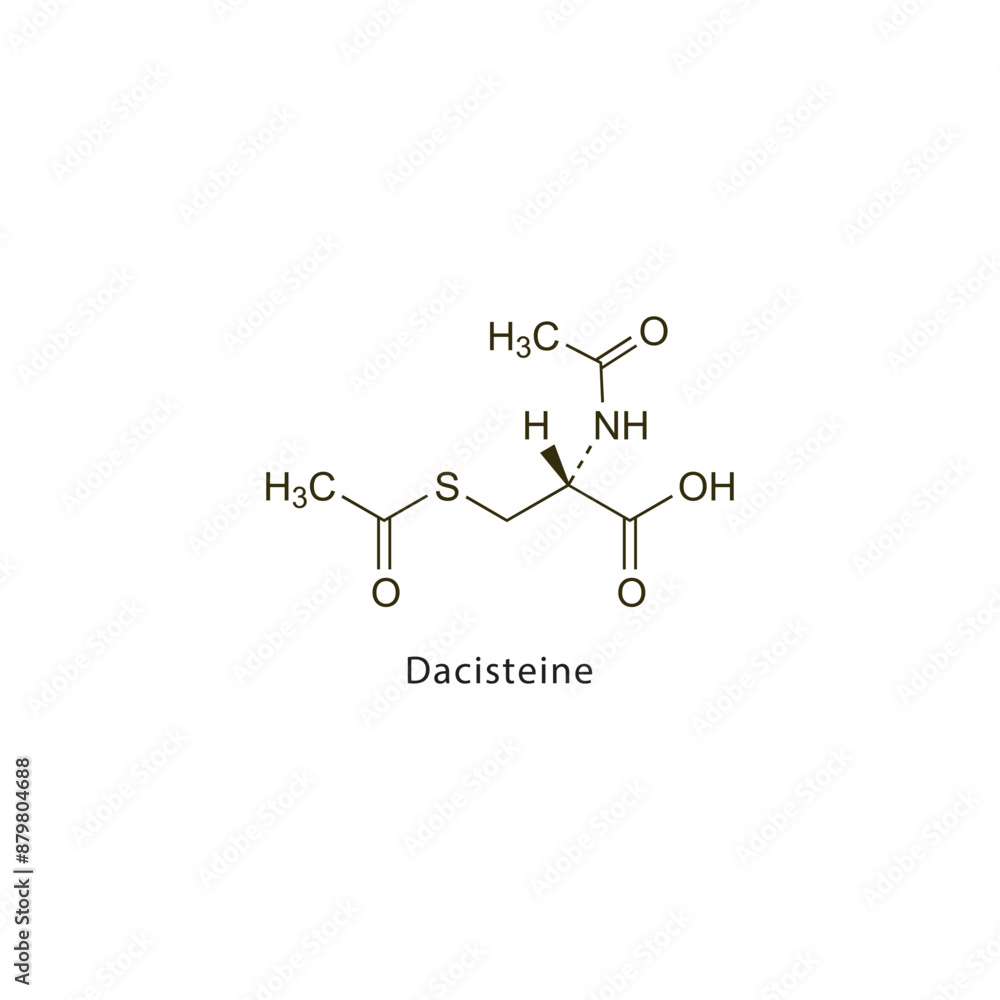 Dacisteine flat skeletal molecular structure Mucoactive agent drug used ...