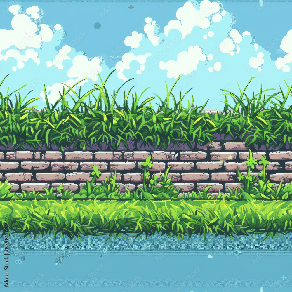 16-bit pixel art, grass tileset, sprite, sprite sheet.generative ai ...
