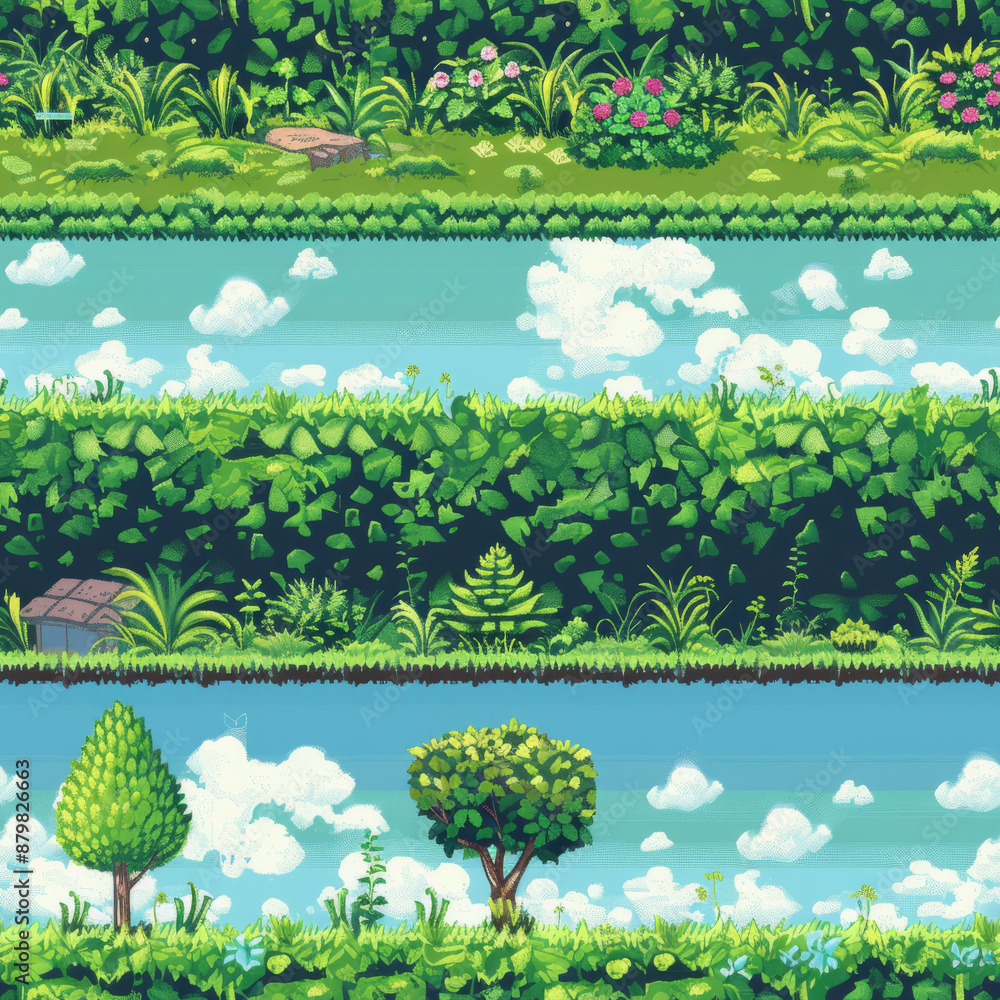 Ilustración de Stock 16-bit pixel art, grass tileset, sprite, sprite ...