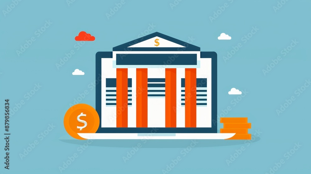 Accounts flat design front view digital banking theme animation vivid ...