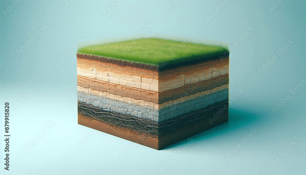 Underground soil layer of cross section earth, erosion ground with ...