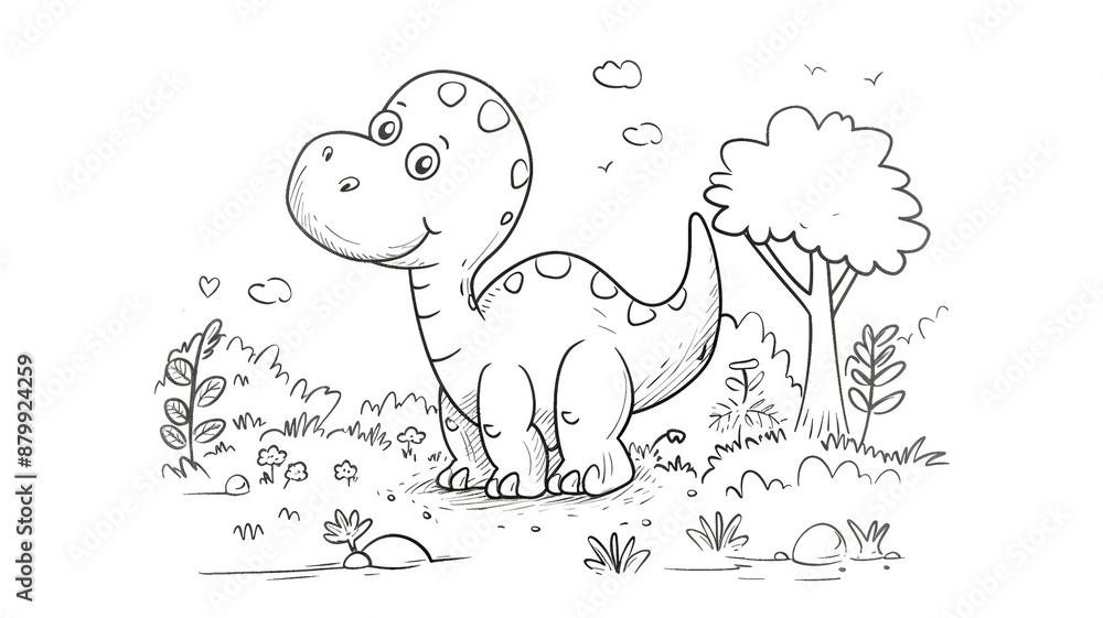Image of a dinosaur for coloring, featuring detailed outlines. Perfect ...