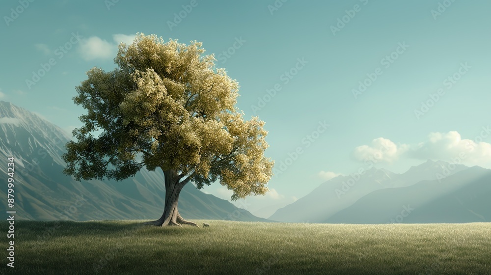 Realistic nature scene with detailed trees and wildlife creating a ...