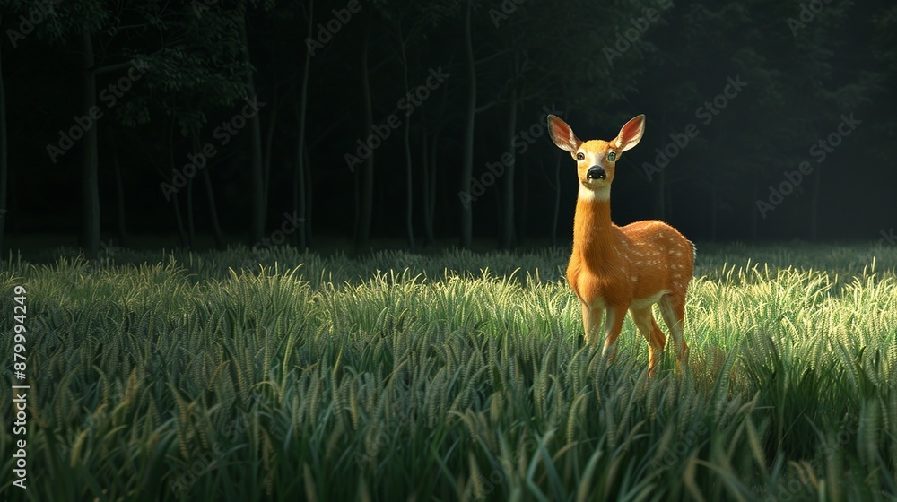 Realistic nature scene with detailed trees and wildlife creating a ...