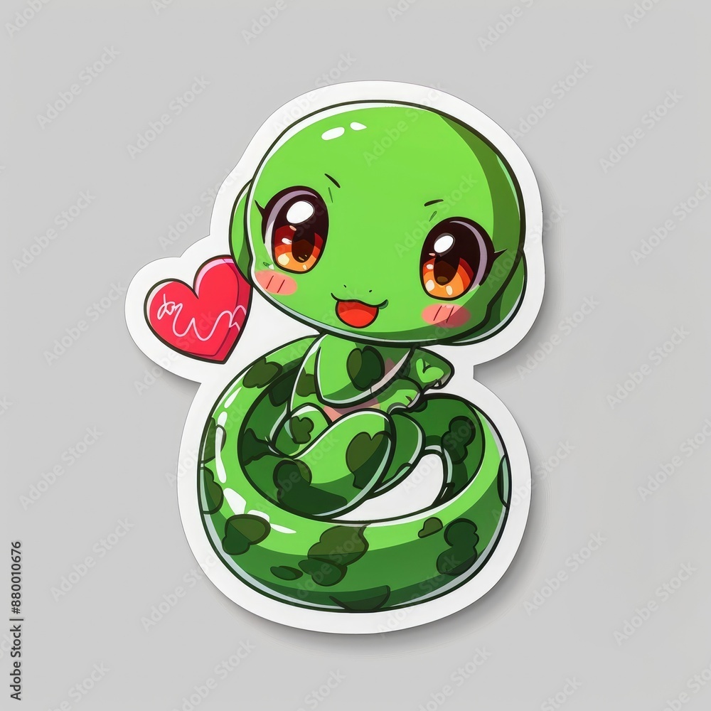sticker of an adorable chibi viper, simple flat illustration, cute and ...