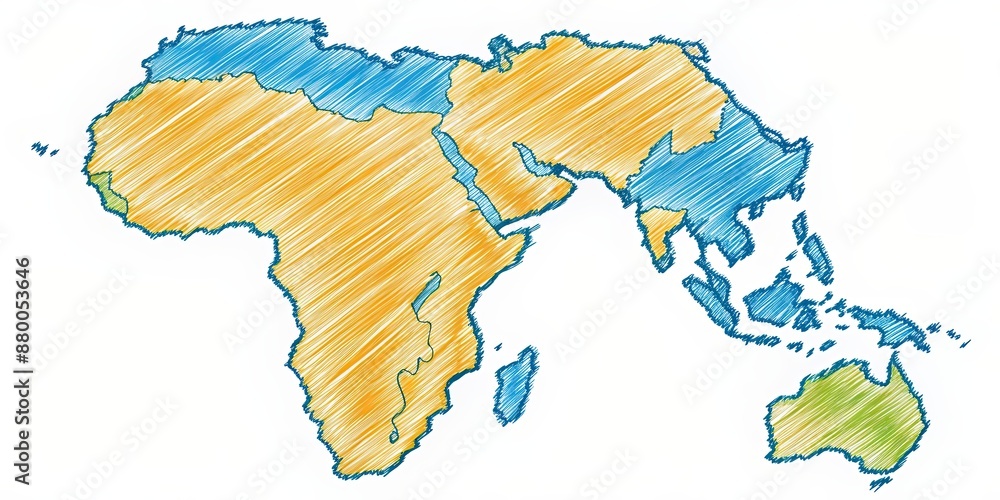 Stock-Illustration „Doodle freehand drawing of Africa countries map ...