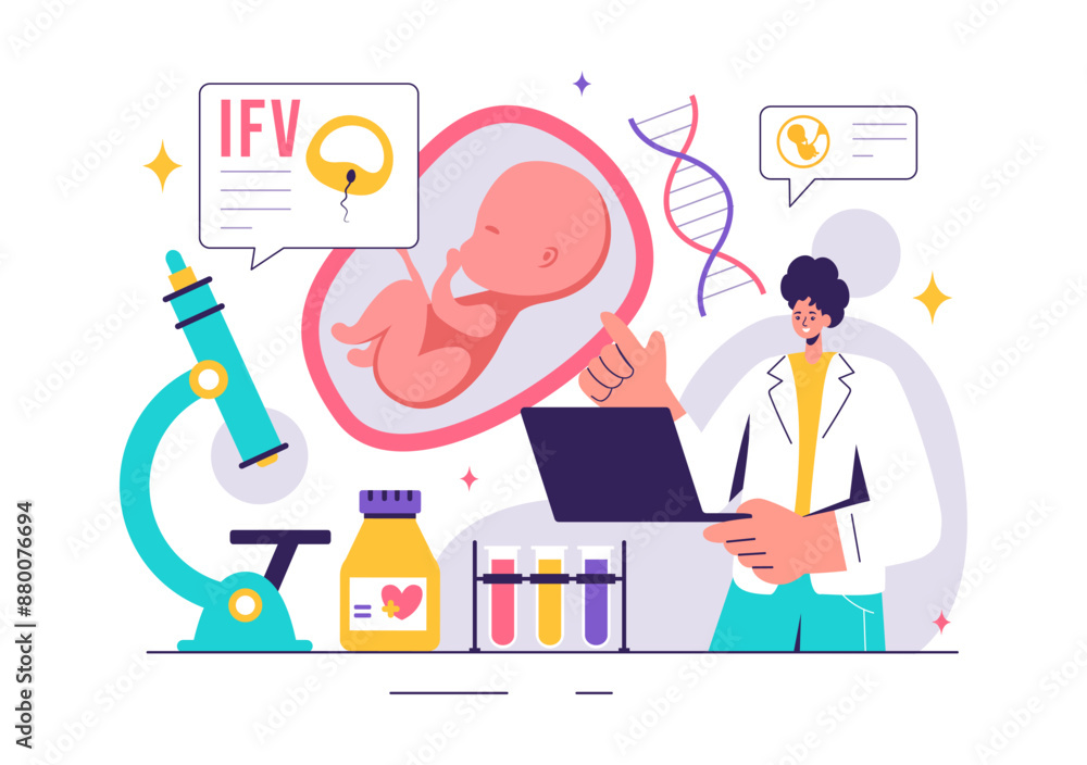 IVF or In Vitro Fertilization Vector Illustration for Artificial ...