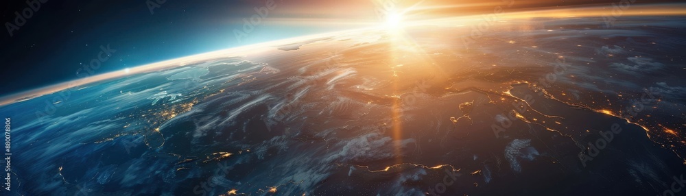High-definition image of Earth from space, capturing a stunning sunrise ...