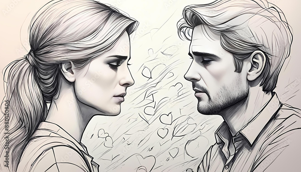 Intimate Moments: A Pencil Sketch of Two People in a Tender Embrace ...
