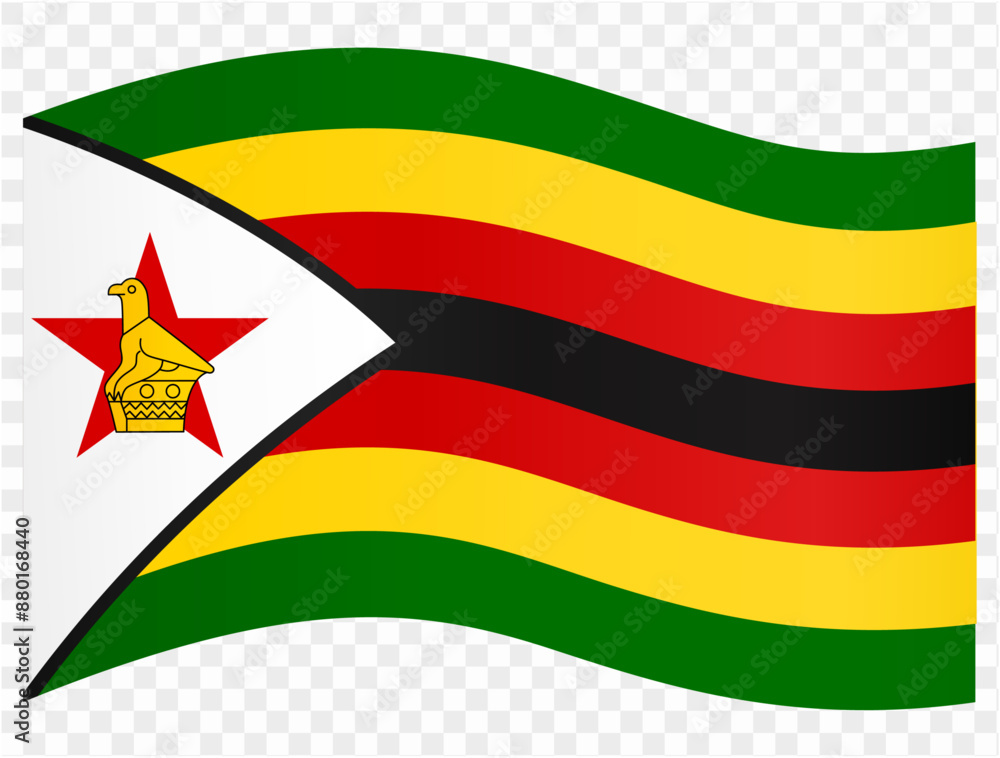 Zimbabwe flag wave isolated on png or transparent background vector ...
