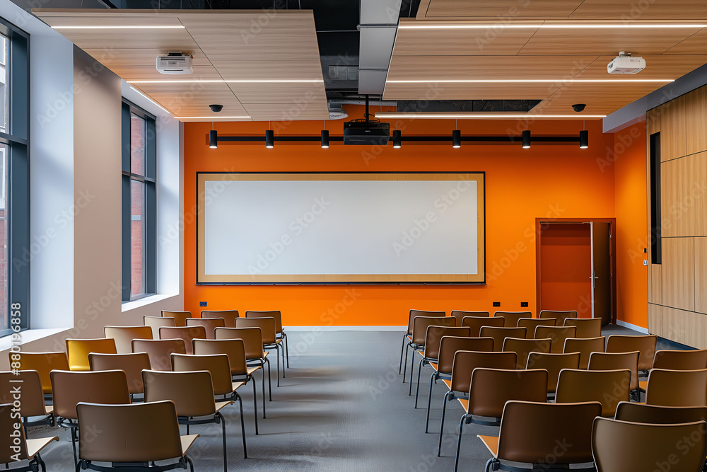 Modern classroom interior design at the school. The auditorium at the ...